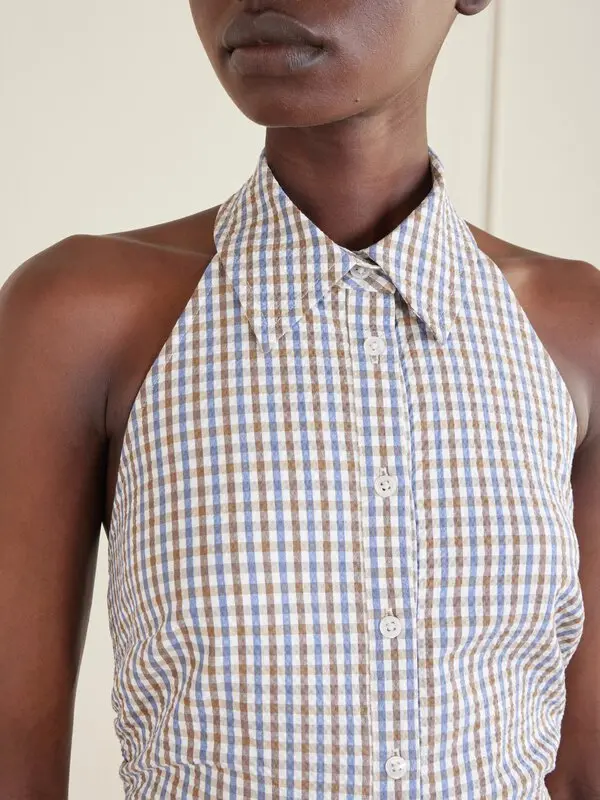 Veronica Beard Mackey Checked Cotton-seersucker Midi Dress - Multi