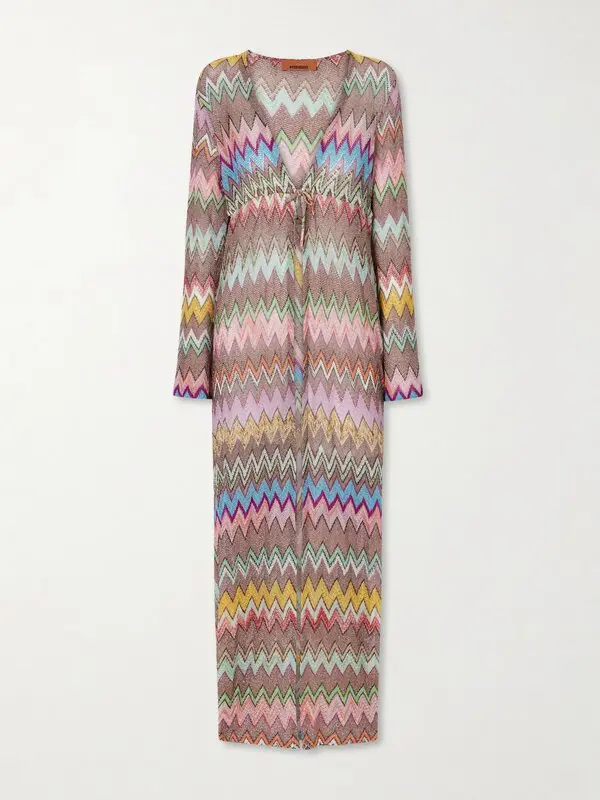 Missoni Striped Metallic Crochet-knit Coverup