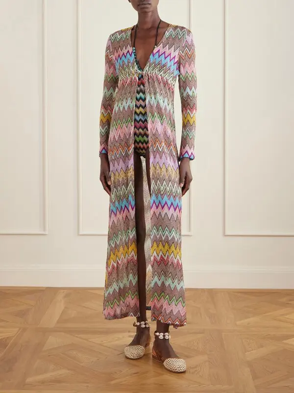 Missoni Striped Metallic Crochet-knit Coverup