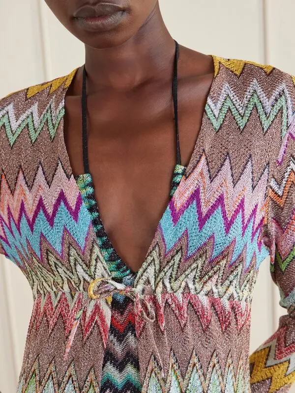 Missoni Striped Metallic Crochet-knit Coverup