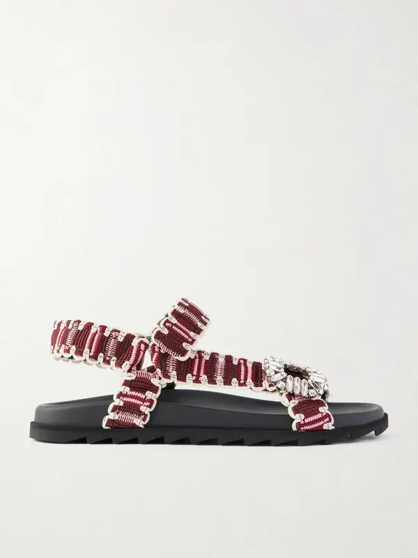 ROGER VIVIER Embellished Braided Flat Sandals - Multi