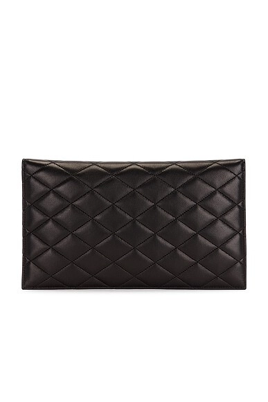 Saint Laurent Agneau Plume Matelasse Pouch - Nero