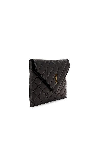 Saint Laurent Agneau Plume Matelasse Pouch - Nero