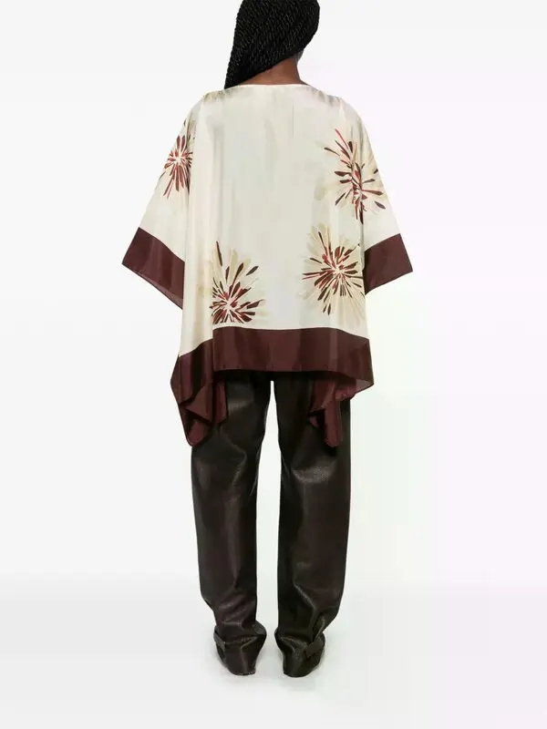 Brunello Cucinelli Floral-print Silk Blouse - Neutrals