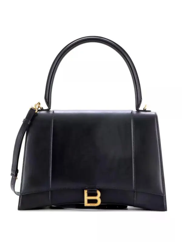 Balenciaga Hourglass Top Handle Bag Leather Medium Satchel - Black