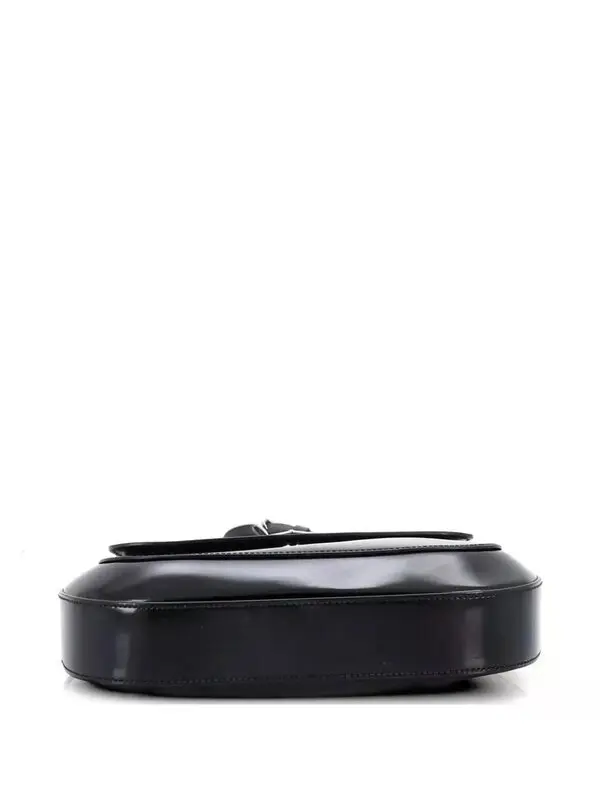 Prada Cleo Flap Spazzolato Leather Shoulder Bag - Black