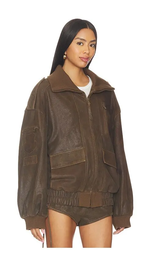 SPELL Fontaine Leather Bomber Jacket