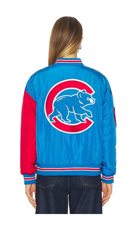 Terez Bomber Jacket With Chicago Cubs Logos - Blue