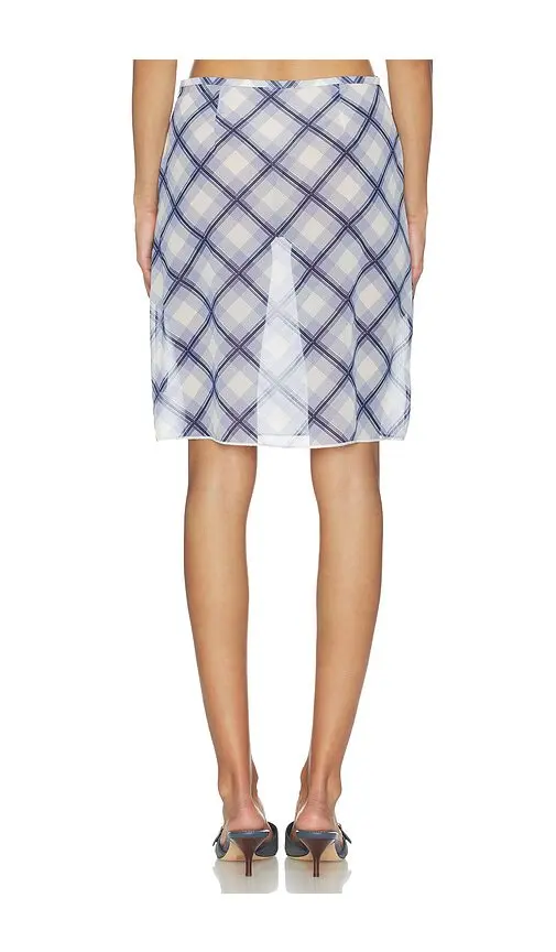 Superdown Rylan Chiffon Plaid Midi Skirt - Blue