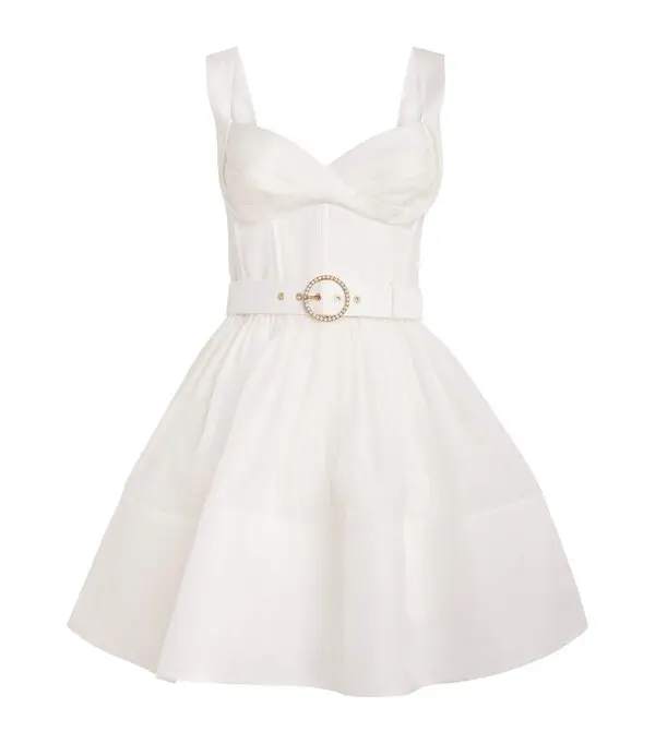 Zimmermann Linen-silk Belted Mini Dress - Ivory