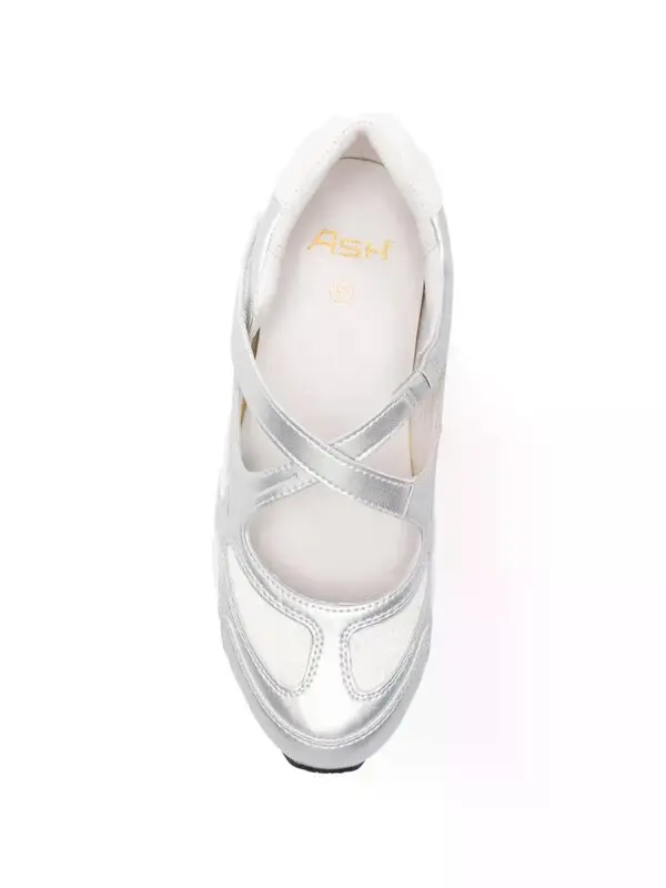 Ash Mesh Panelled Crossover Strap Sneakers - Silver