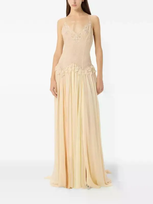 Blumarine Lace-trimmed Georgette Maxi Dress