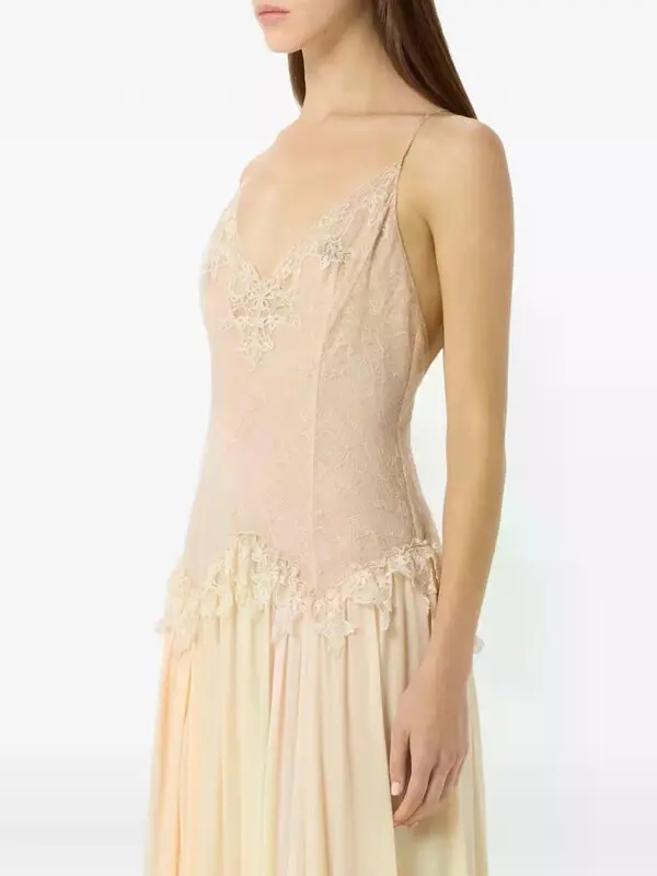 Blumarine Lace-trimmed Georgette Maxi Dress