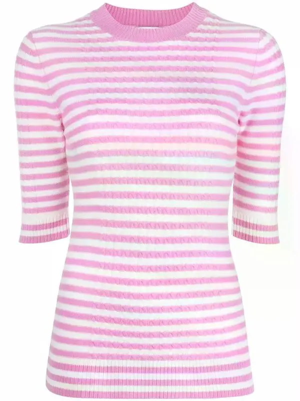 GANNI Striped Cashmere-wool Blend Top
