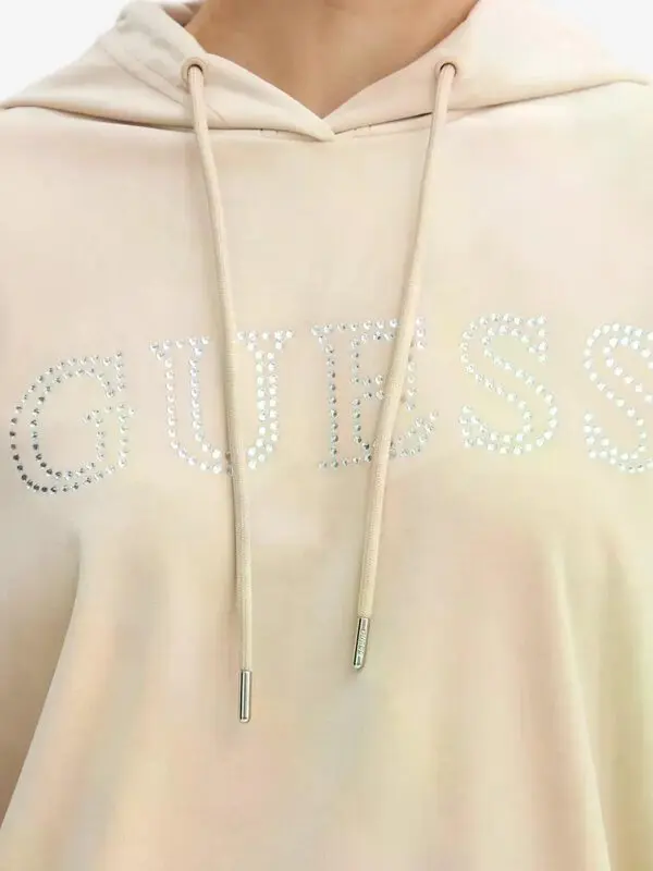 Guess Logo Embellished Hoodie - Neutrals