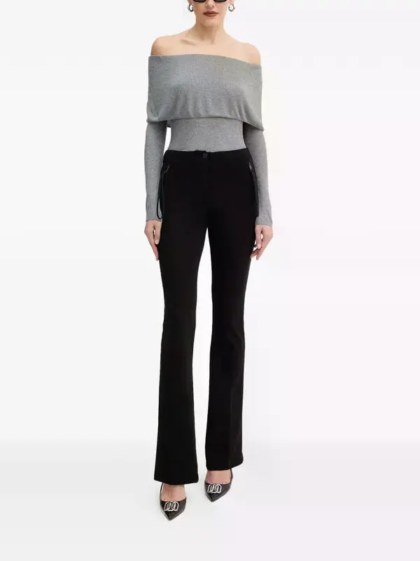 Guess Off-shoulder Ribbed Knit Long-sleeve Top