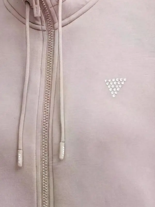 Guess Rhinestone Embellished Zip-up Sweatshirt - Pink
