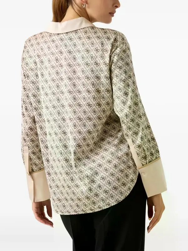 Guess Beige Patterned Collared Shirt
