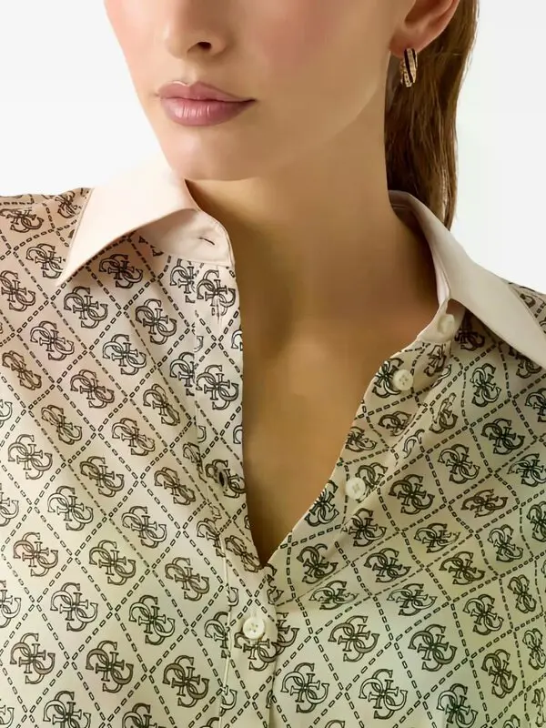 Guess Beige Patterned Collared Shirt