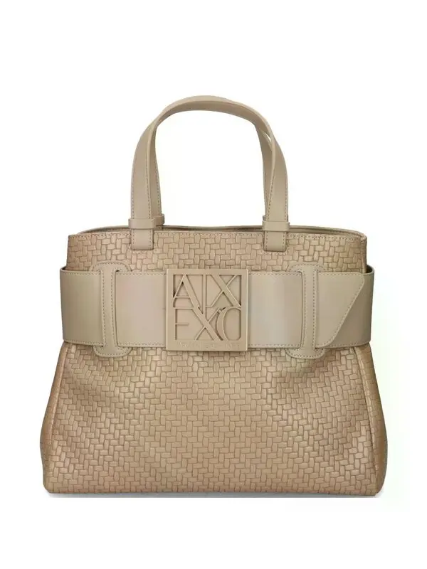 Armani Exchange Woven Logo Tote Bag - Neutrals