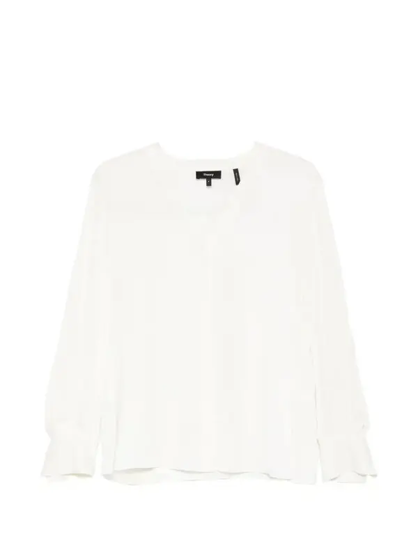 Theory V-neck Blouse With Flared Cuffs - Neutrals