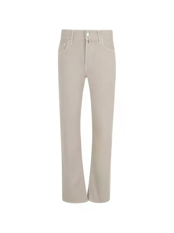 Jacob Cohen Light Beige Logo Patch Jeans
