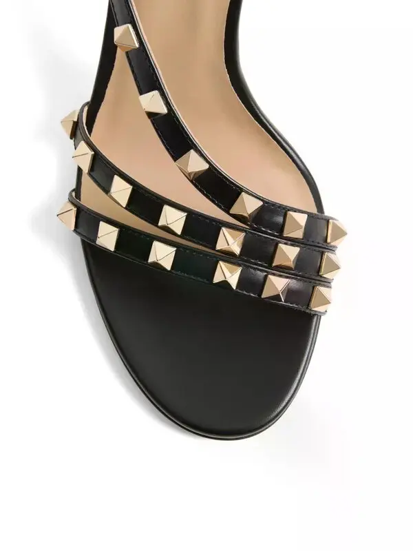 Valentino Garavani Rockstud Calfskin Sandals 85mm - Black