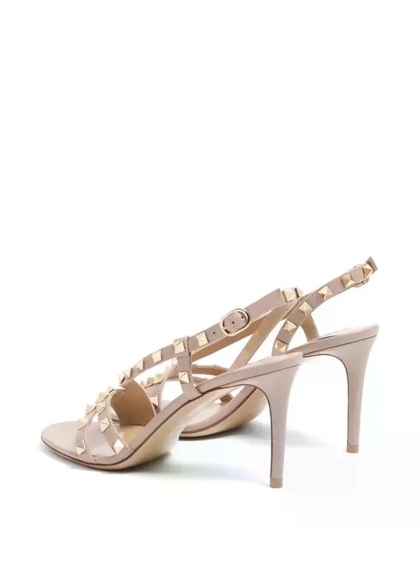 Valentino Garavani Rockstud Calfskin Slingback Sandals 85mm - Neutrals