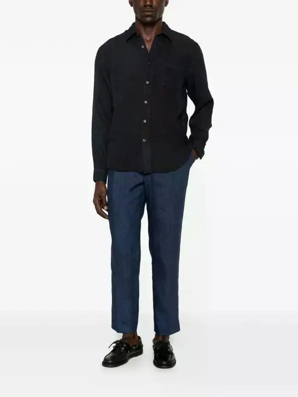 120% Lino Contrast-stitch Pocket Shirt