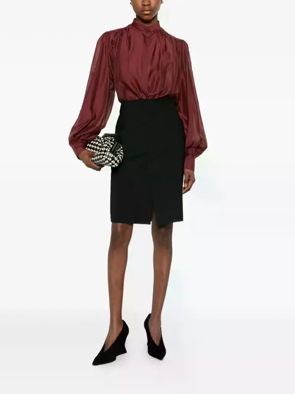 MARSEM Raw-edge Slit Mini Skirt - Black