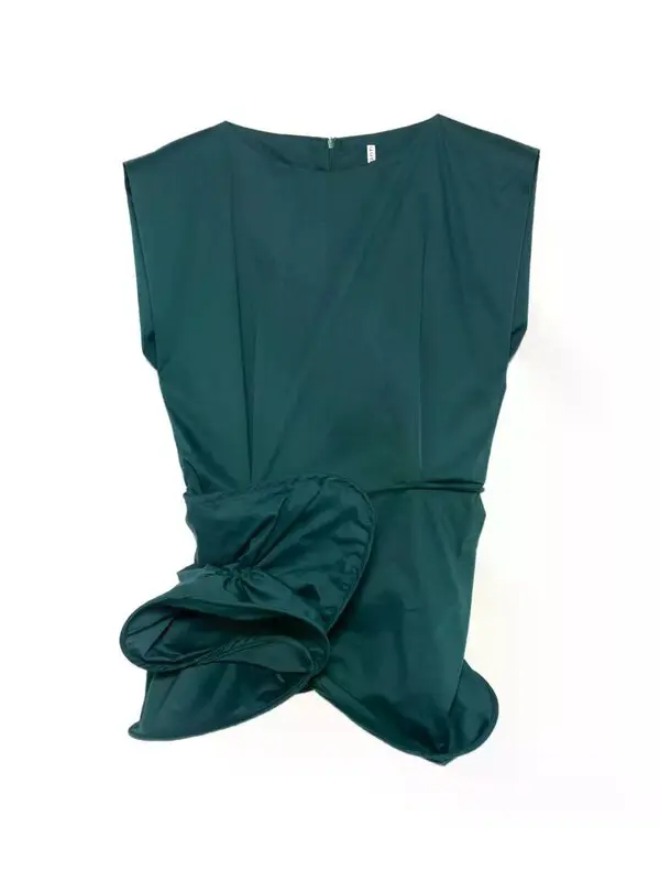 Liviana Conti Sleeveless Boat Neck Ruffled Blouse