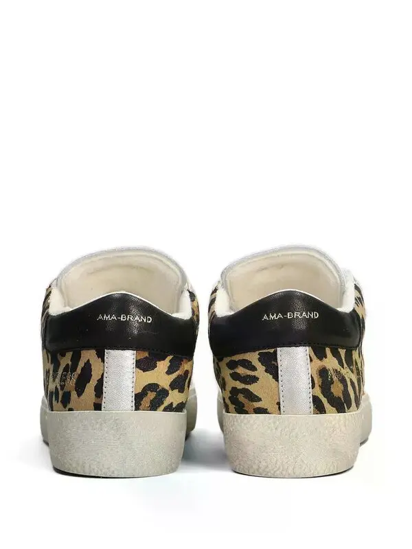 AMA-BRAND Leopard Print Glitter Star Sneakers