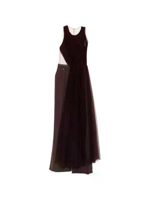 Elisabetta Franchi Pleated Tulle Overlay Jumpsuit - Red