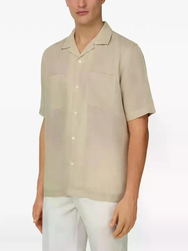 Boggi Milano Linen Short-sleeve Shirt - Neutrals