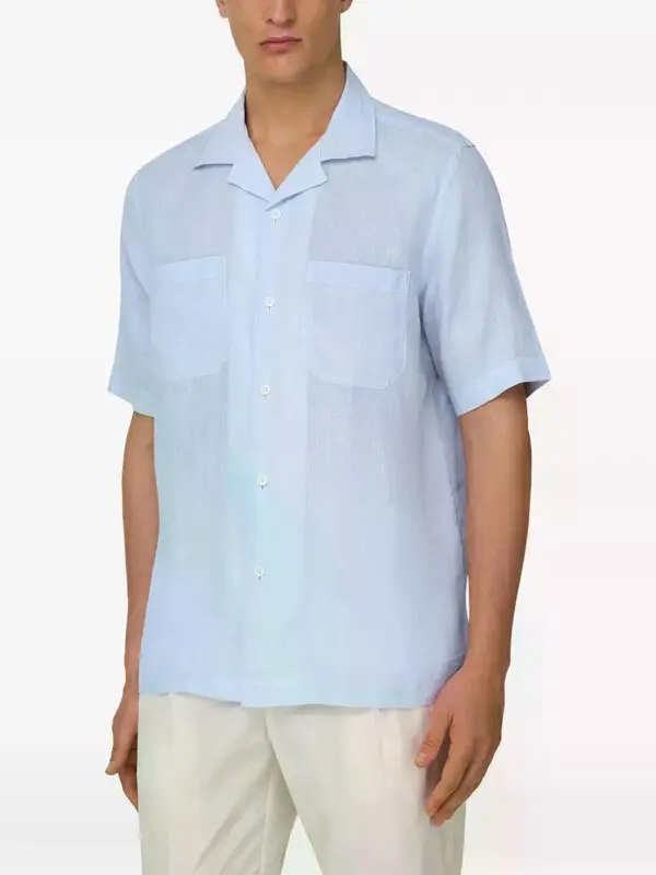 Boggi Milano Regular Fit Linen Shirt - Blue