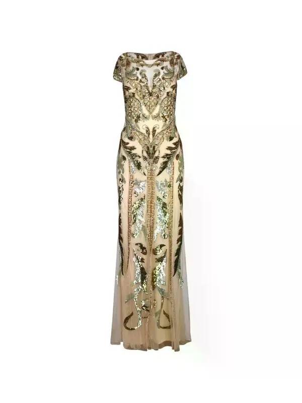 TEMPERLEY LONDON Novella Sequin-embellished Maxi Dress - Neutrals