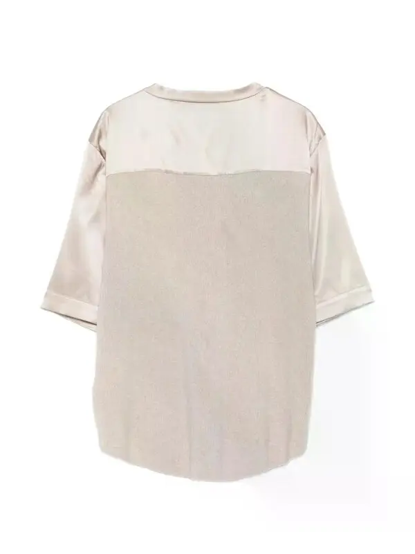 Max & Moi Silk-panelled Fine-knit T-shirt