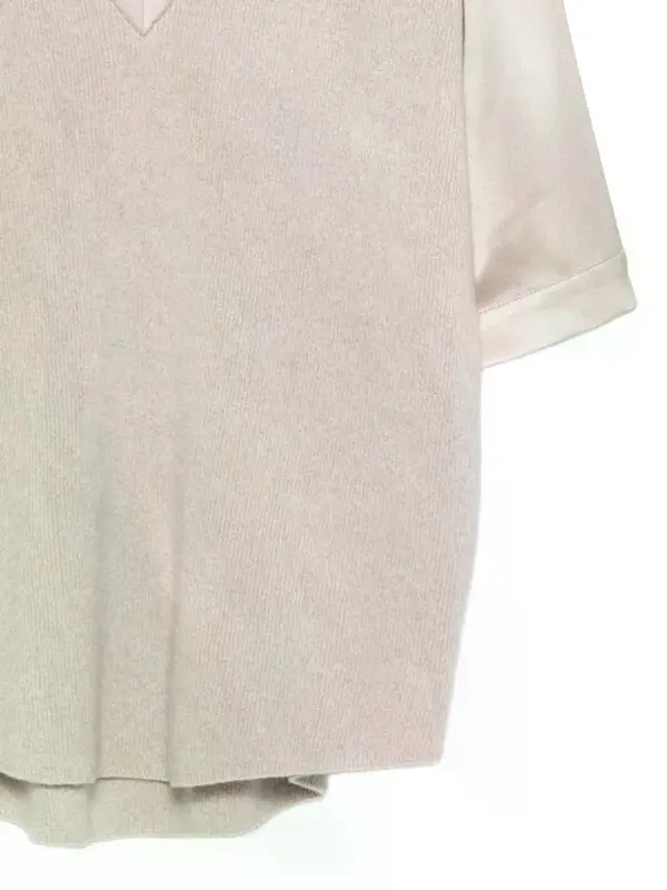 Max & Moi Silk-panelled Fine-knit T-shirt