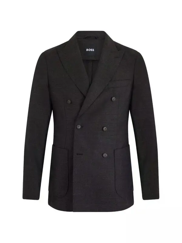 BOSS Double-breasted Textured Blazer
