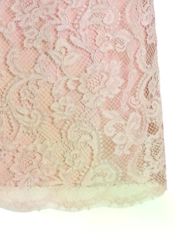 Dolce & Gabbana Floral Lace Midi Skirt - Pink