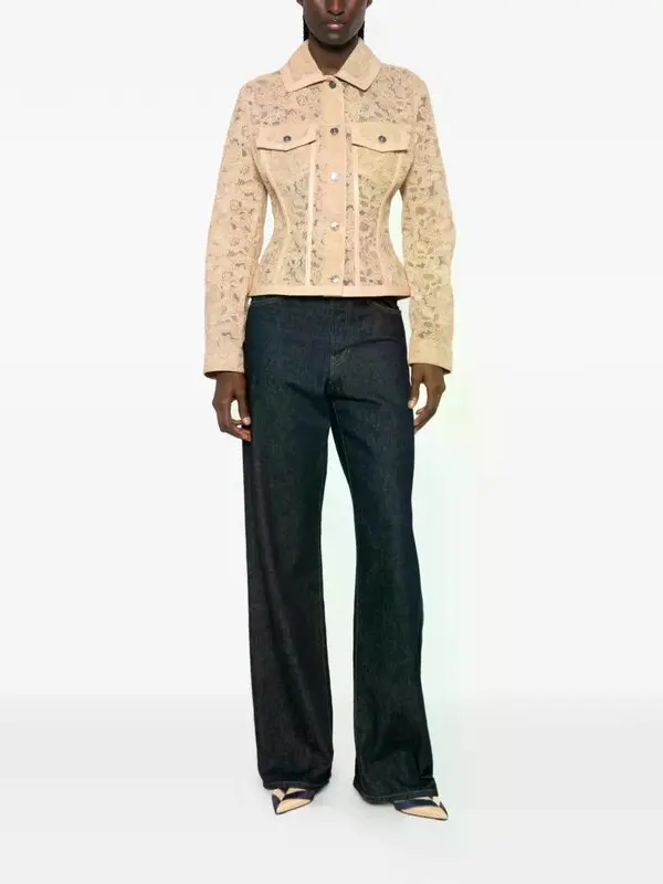 Ermanno Scervino Lace And Leather Trimmed Jacket