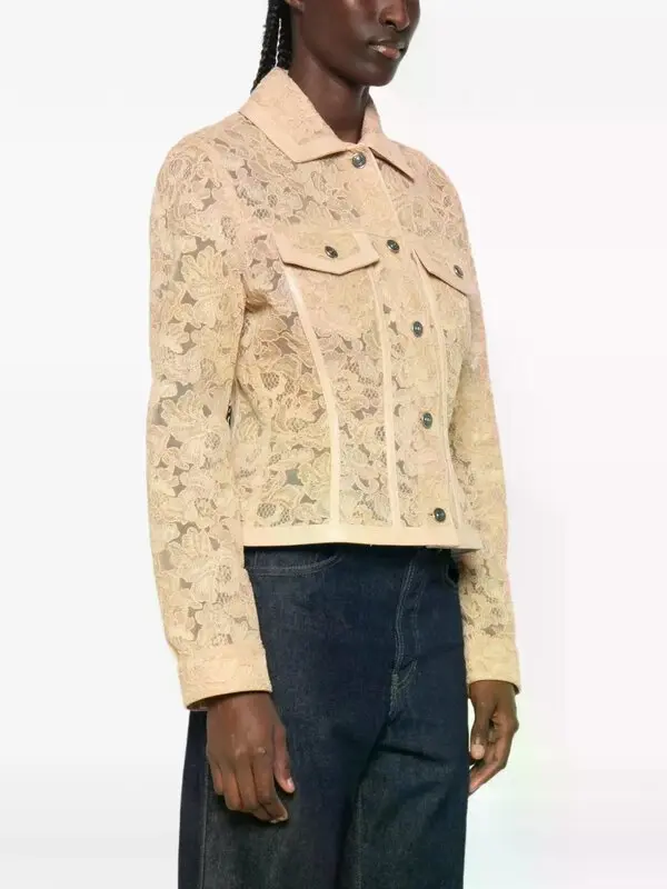 Ermanno Scervino Lace And Leather Trimmed Jacket
