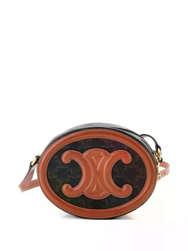 Celine Triomphe Oval Coated Canvas And Leather Crossbody Bag