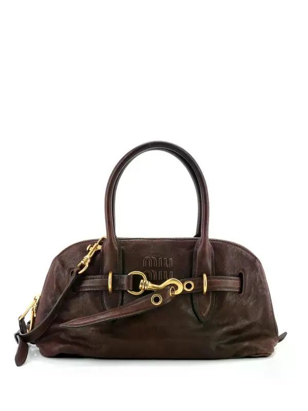 Miu Miu Aventurine Top Handle Satchel Bag - Brown