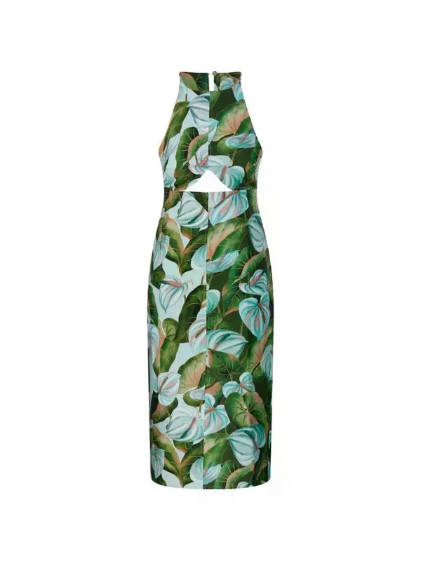 Farm Rio Cut-out Floral Print Midi Dress - Green