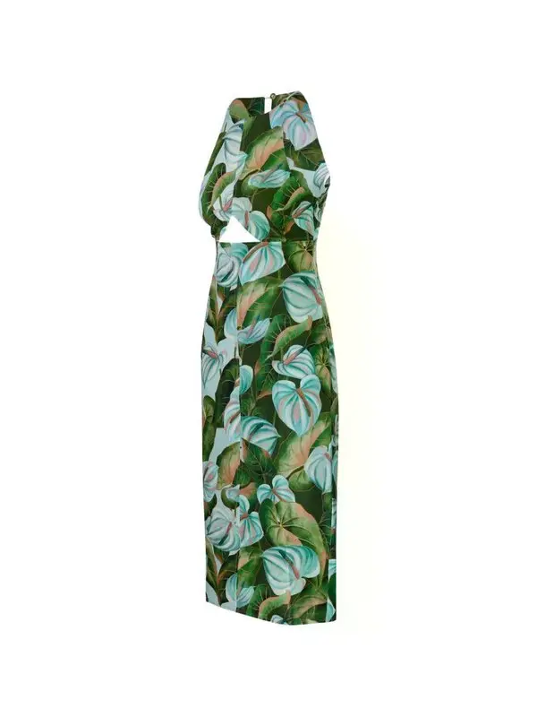 Farm Rio Cut-out Floral Print Midi Dress