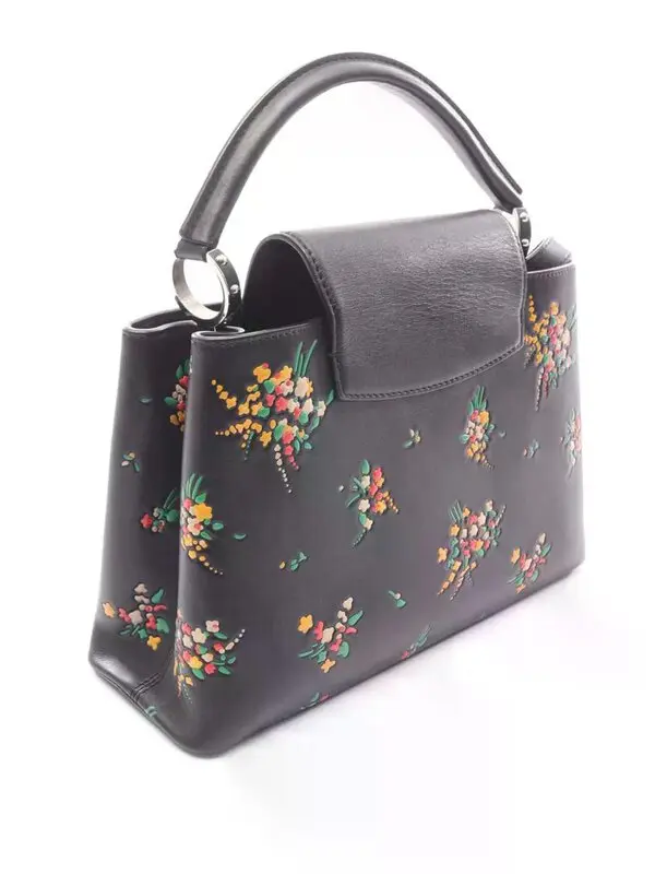 LOUIS VUITTON Leather Blossom Capucines Pm Satchel