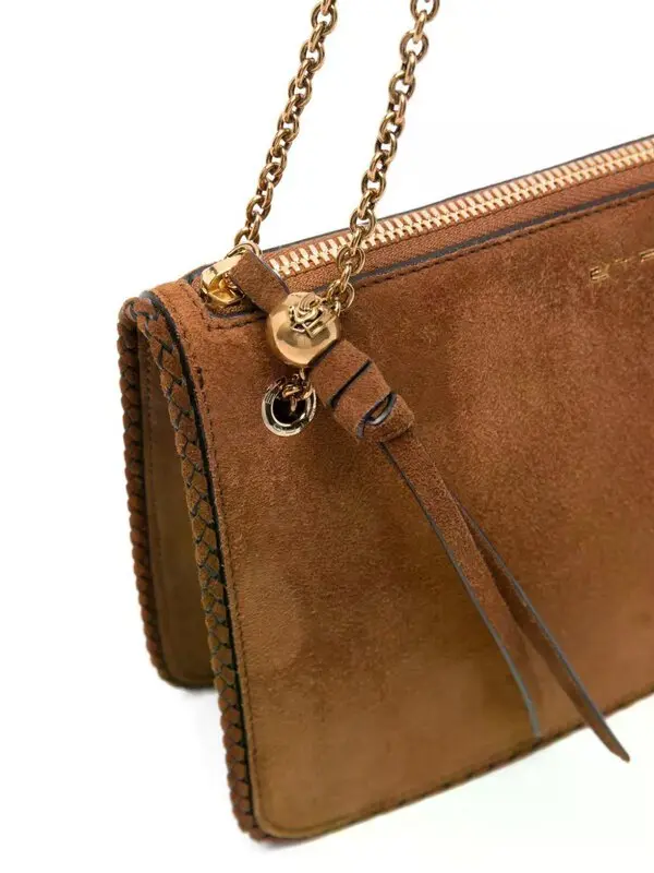 Etro Logo Detail Suede Shoulder Bag