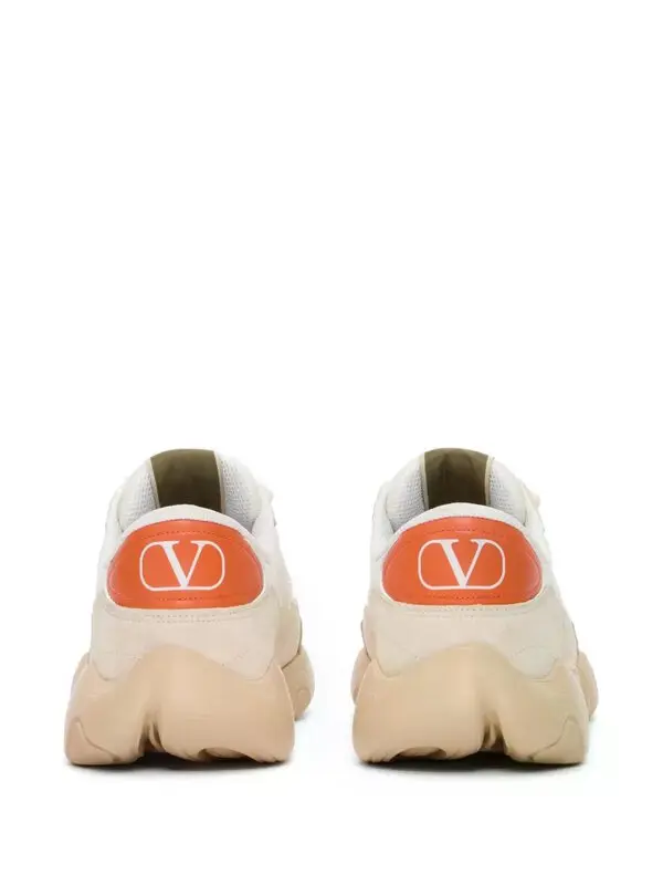 Valentino Garavani Bubbleback Mesh And Suede Trainers - Neutrals