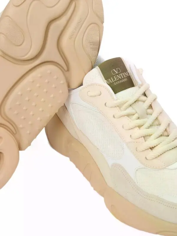 Valentino Garavani Bubbleback Mesh And Suede Trainers - Neutrals